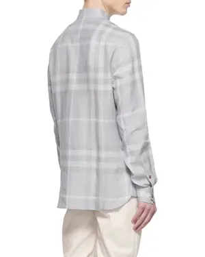 Burberry Button-down Collar Check Linen Shirt