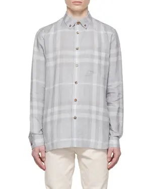 Burberry Button-down Collar Check Linen Shirt