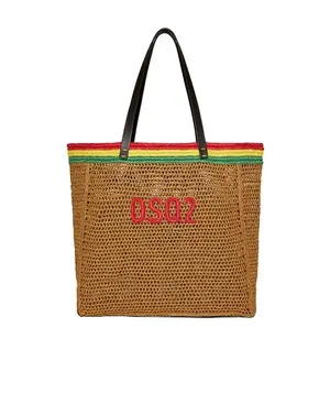 Dsquared2 Woven Tote Bag With Logo Detail - Brown