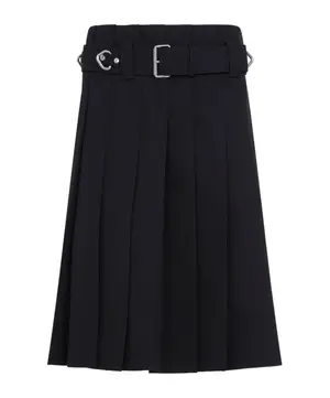 Prada Pleated Midi Skirt With Buckled Belt