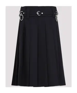 Prada Pleated Midi Skirt With Buckled Belt