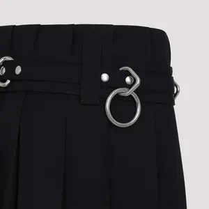 Prada Pleated Midi Skirt With Buckled Belt