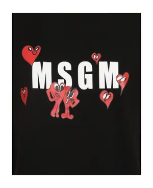 MSGM Logo Printed Crewneck T-shirt - Black