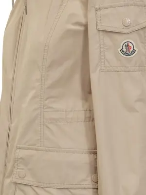 Moncler Laerte Parka Coat With Drawstring Waist And Hood - Beige