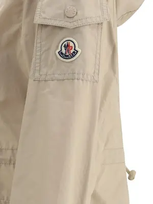 Moncler Laerte Parka Coat With Drawstring Waist And Hood - Beige