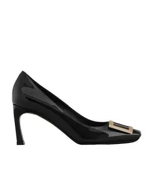 ROGER VIVIER Trompette Patent Leather Pumps With Metal Buckle - Black