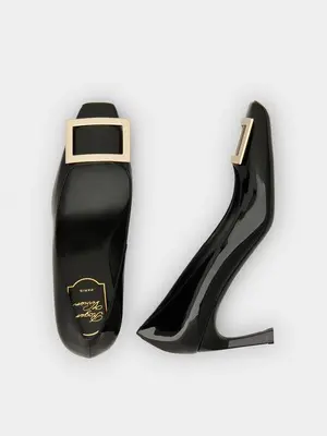ROGER VIVIER Trompette Patent Leather Pumps With Metal Buckle - Black