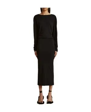Khaite Trina Long-sleeved Open-back Midi Dress