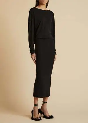 Khaite Trina Long-sleeved Open-back Midi Dress