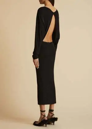 Khaite Trina Long-sleeved Open-back Midi Dress