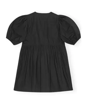 GANNI Poplin Tie String Mini Dress - Black