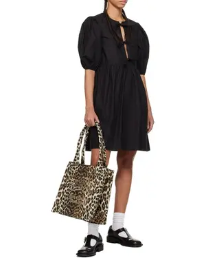 GANNI Poplin Tie String Mini Dress - Black