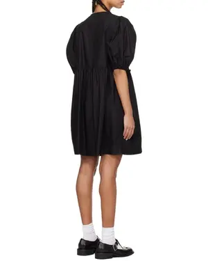 GANNI Poplin Tie String Mini Dress - Black
