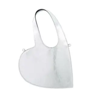 Coperni Metallic Effect Heart Mini Tote Bag - Silver