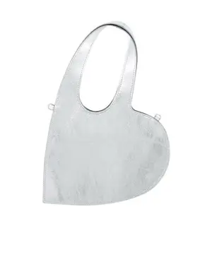 Coperni Metallic Effect Heart Mini Tote Bag - Silver