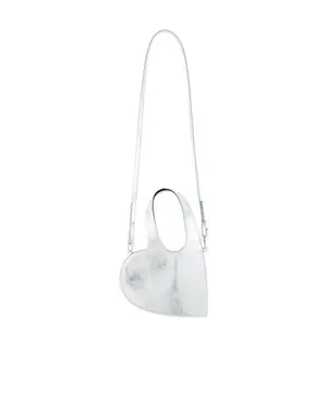 Coperni Metallic Effect Heart Mini Tote Bag - Silver