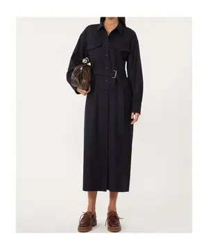 Max Mara Wool Flannel Belted Shirt Dress