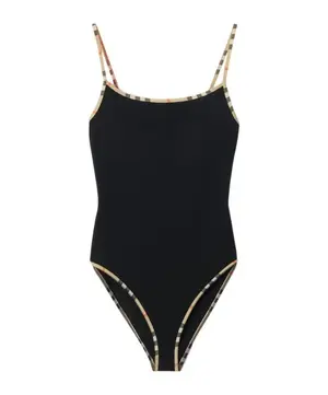 Burberry Burberry Check Trim One-Piece Swimsuit Black