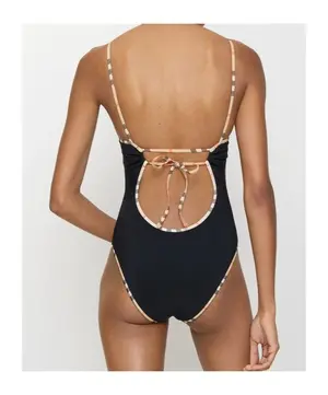 Burberry Check Trim One-piece Swimsuit - Black