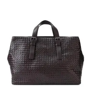 Bottega Veneta Woven Leather Top Handle Bag - Brown