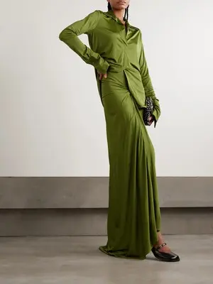 Dries Van Noten Pleated Knit Maxi Dress