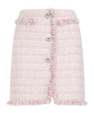 Giambattista Valli Fringe Tweed Skirt - Pink