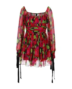 Saint Laurent Floral Printed Long Sleeve Dress - Multicolor