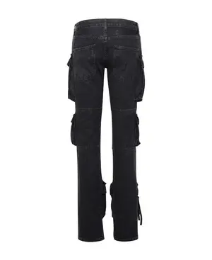 Attico Essie Straight-leg Cargo Jeans - Black