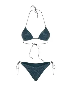 Oseree Glitter Detailed Triangle Bikini Set - Blue