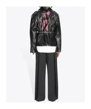 Dries Van Noten Leather Biker Jacket With Belted Waist