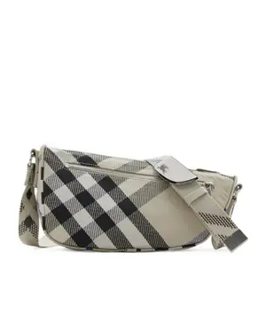 Burberry Small Shield Check Messenger Bag - Gray