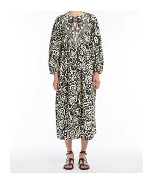 Max Mara Printed Cotton Poplin Midi Dress