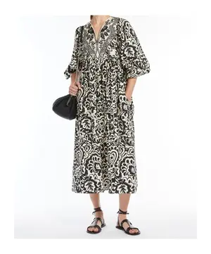 Max Mara Printed Cotton Poplin Midi Dress