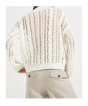 Brunello Cucinelli Cable-knit Mesh V-neck Jumper