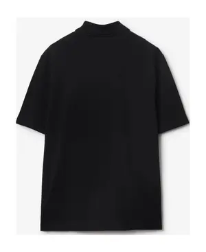 Burberry Logo Embroidered Short Sleeved Polo Shirt - Black