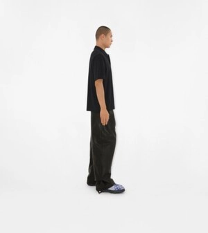 Burberry Logo Embroidered Short Sleeved Polo Shirt - Black