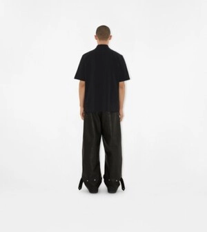 Burberry Logo Embroidered Short Sleeved Polo Shirt - Black