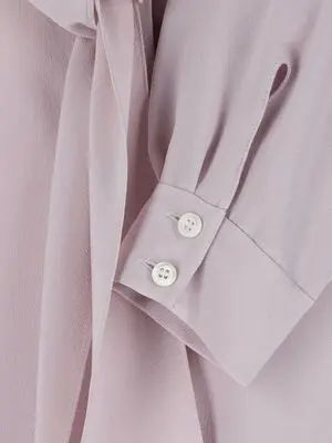 Prada Long-sleeved V-neck Shirt With Bow Detail