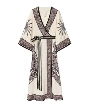 La DoubleJ Long Sleeve Wrap Maxi Dress