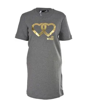 Moschino Grey Printed Dress With Round Neck And Short Sleeves
