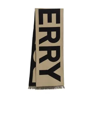 Burberry Logo Jacquard Fringed Edge Scarf