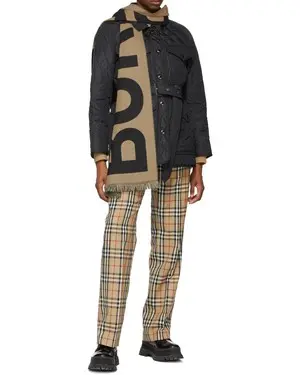 Burberry Logo Jacquard Fringed Edge Scarf