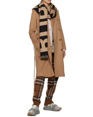 Burberry Logo Jacquard Fringed Edge Scarf