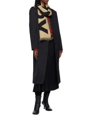 Burberry Logo Jacquard Fringed Edge Scarf