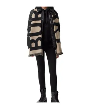 Burberry Logo Jacquard Fringed Edge Scarf