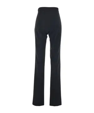 Elisabetta Franchi Logo Embroidered High Waist Straight Leg Pants - Black