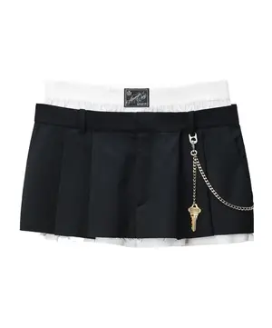 Alexander Wang Double-pleated Skirt With Raw-cut Hem