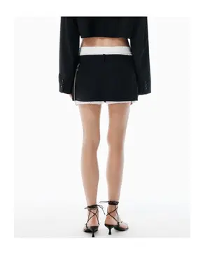 Alexander Wang Double-pleated Skirt With Raw-cut Hem