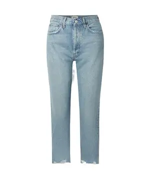 AGOLDE Riley Cropped Jeans In Soft Blue