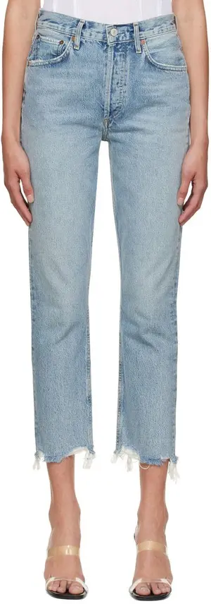 AGOLDE Riley Cropped Jeans In Soft Blue
